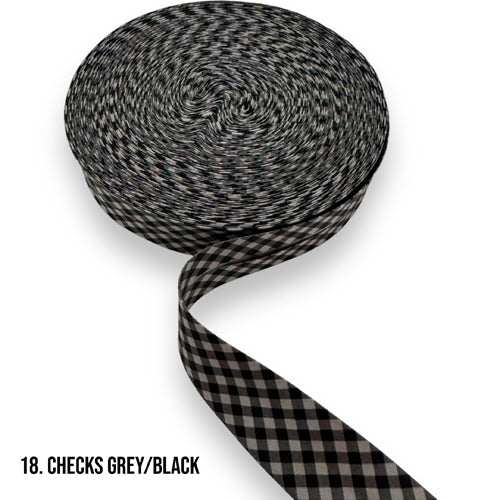 Bias Binding - Check Grey / Black 25mm/1 inch – gjsdiscountfabrics.com.au