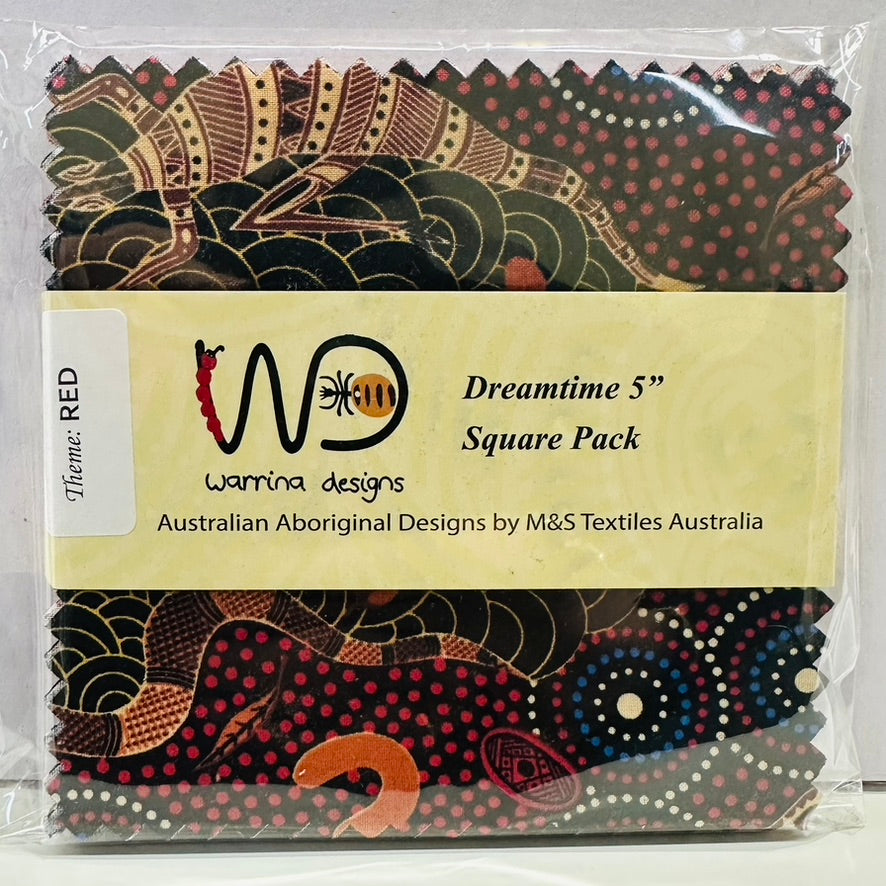 Dreamtime 5" Square Pack - Red – gjsdiscountfabrics.com.au